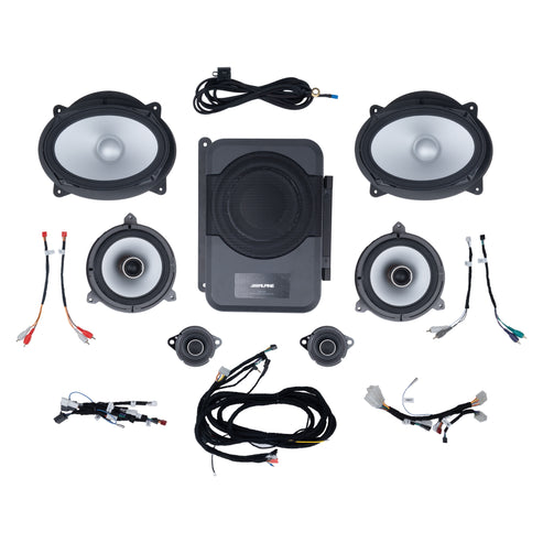 Alpine Plug & Play 6-Speaker, 4-Channel Amp & Powered Subwoofer Kit ...